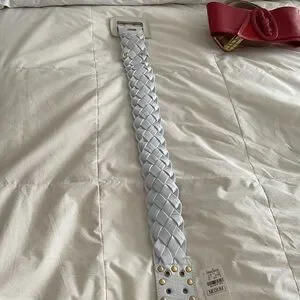 Be&D | Accessories | Nwt Vintage Bed White Braided Woven Leather Gold ...
